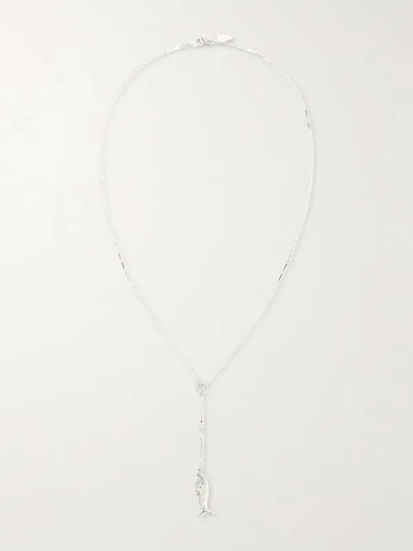 LOREN STEWART Pesca Sterling And Aquamarine Necklace - Silver