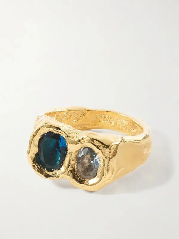 SIMUERO Plated Sterling Silver Topaz And Cubic Zirconia Ring - Gold