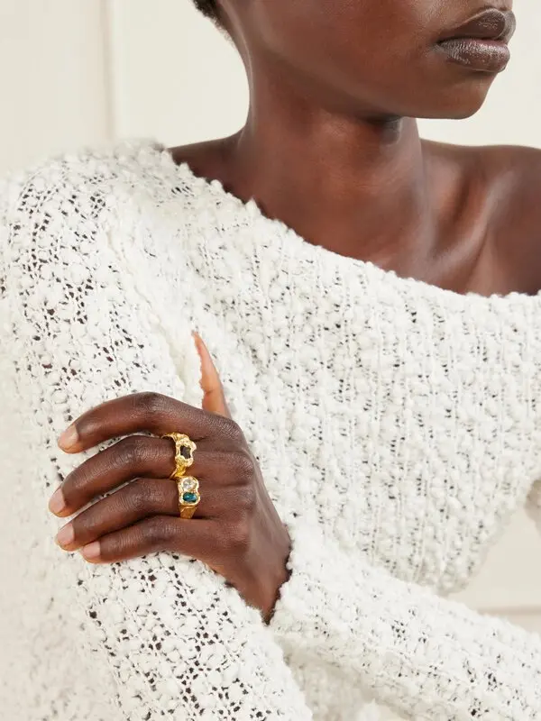 SIMUERO Plated Sterling Silver Topaz And Cubic Zirconia Ring