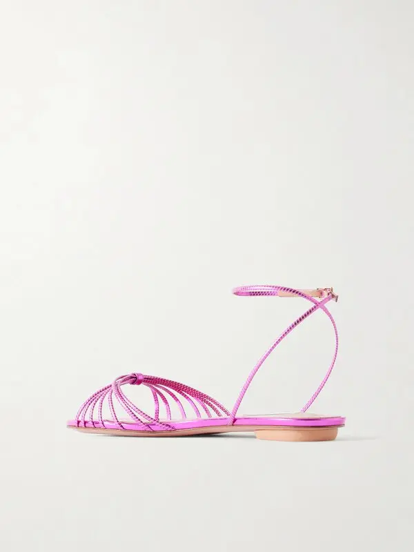 AQUAZZURA Anima Metallic Leather Sandals
