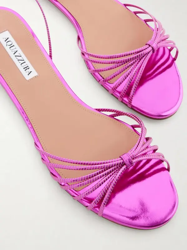 AQUAZZURA Anima Metallic Leather Sandals