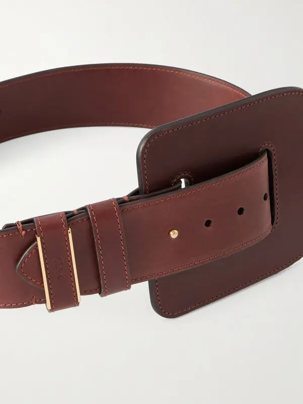 Chloé Wide Leather Belt With Oversized Buckle - Brown