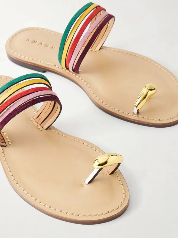 AMANU The Lusaka Embellished Suede Sandals