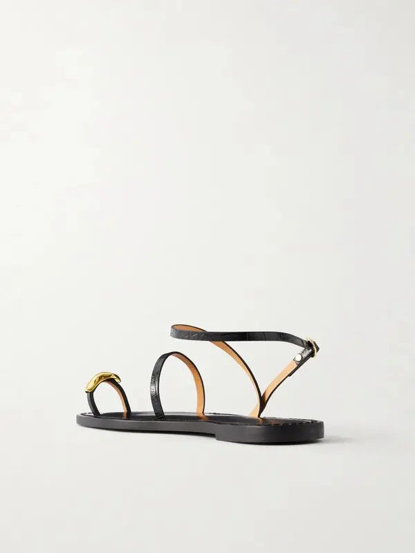 AMANU The Marrakech Embellished Leather Flats - Black