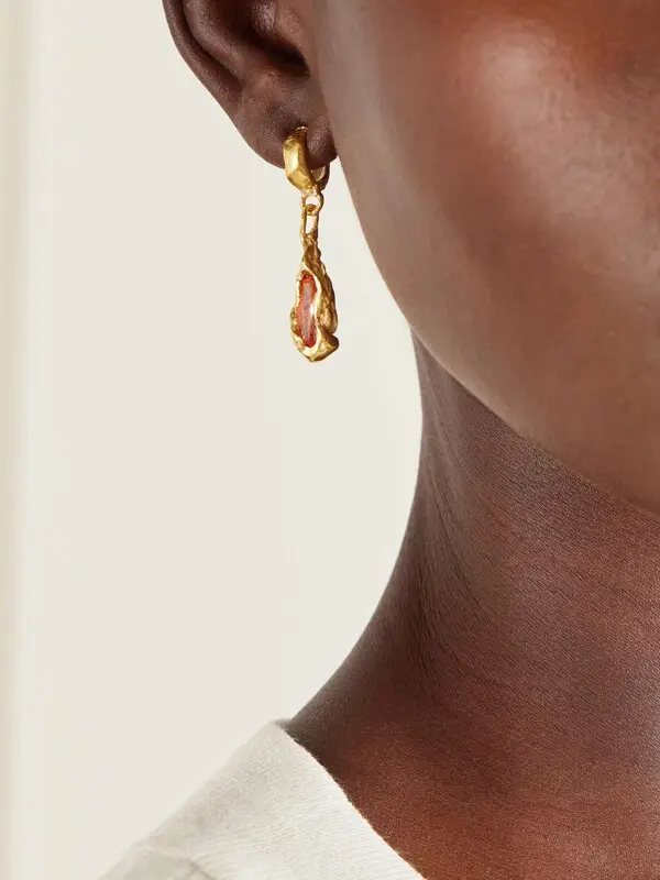 SIMUERO Naranja Gold Plated Citrine Drop Earrings