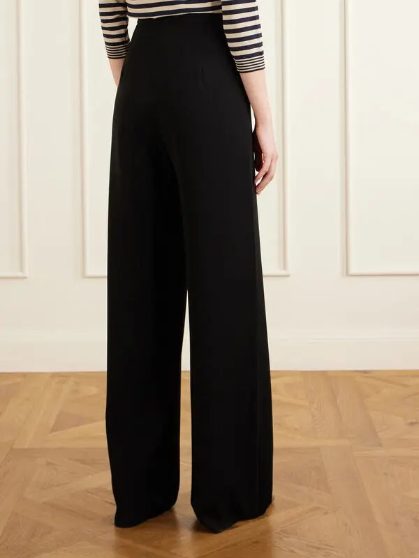 Max Mara Crepe Wide-leg Tailored Trousers - Black