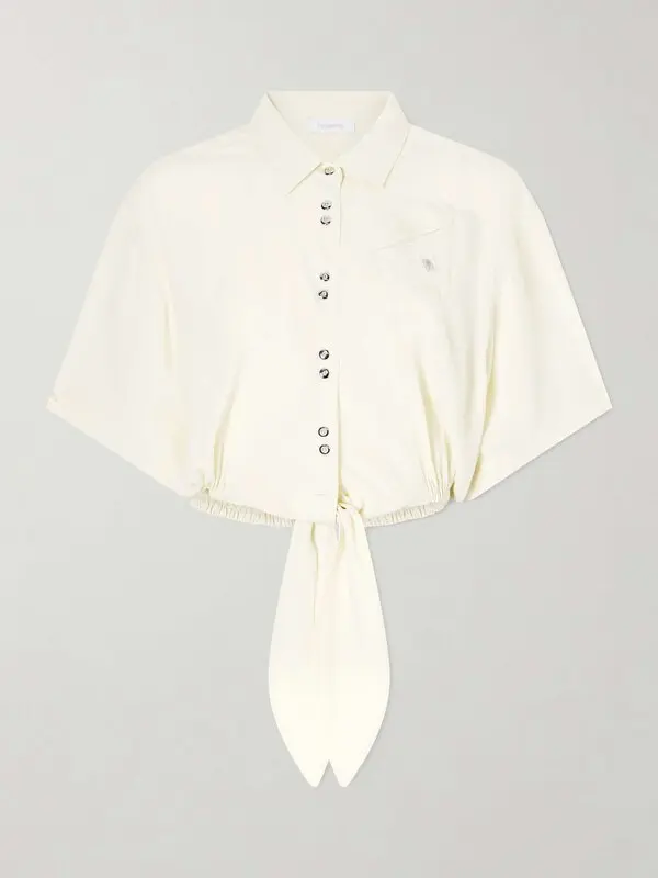 Rabanne Logo-embellished Knotted Blouse - Yellow