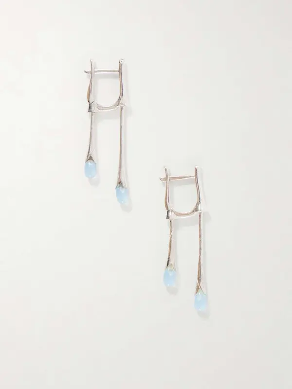 LOREN STEWART Gocciola Sterling And Chalcedony Hoop Earrings - Silver