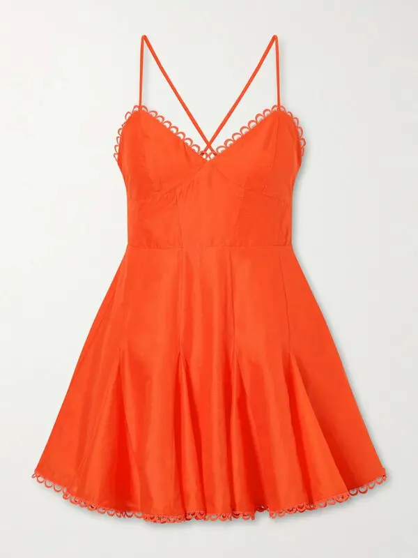 Charo Ruiz Ibiza Marlene Guipure Lace-trimmed Mini Dress - Red
