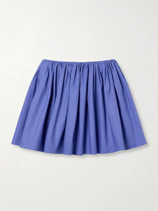 Brandon Maxwell Hadley Gathered Mini Skirt - Blue