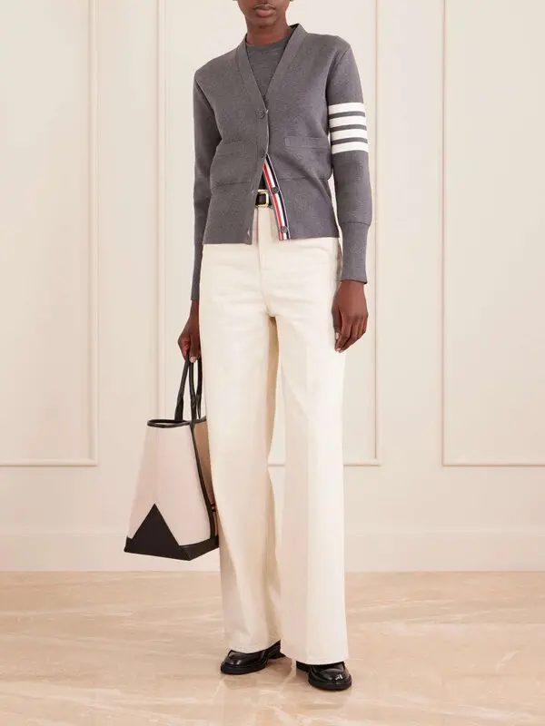 Thom Browne Grosgrain-trimmed Striped Cotton Cardigan