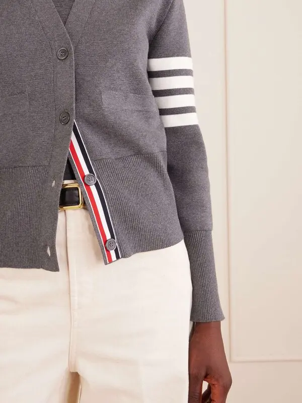 Thom Browne Grosgrain-trimmed Striped Cotton Cardigan