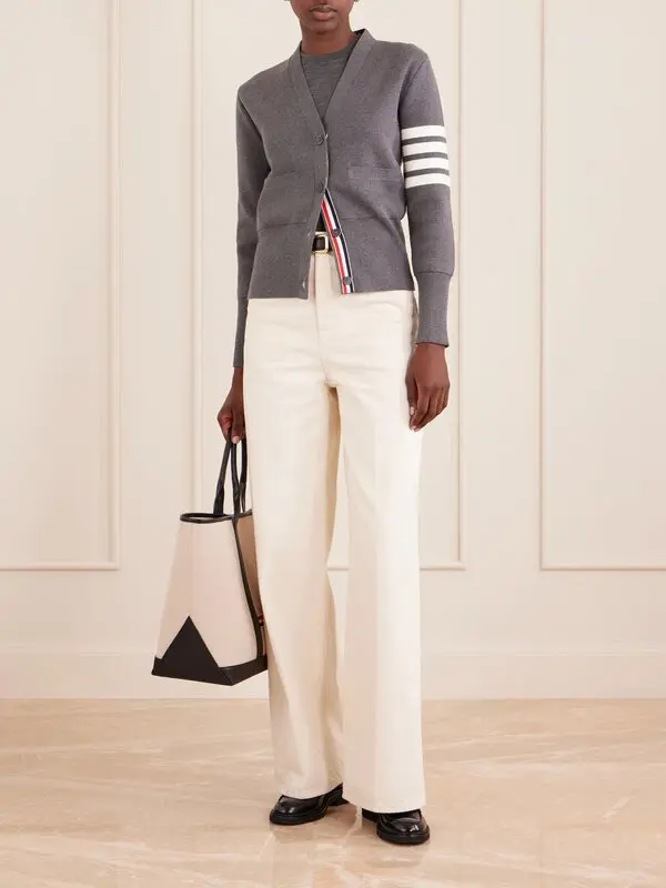 Thom Browne Grosgrain-trimmed Striped Cotton Cardigan
