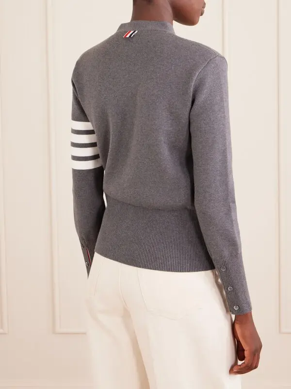 Thom Browne Grosgrain-trimmed Striped Cotton Cardigan
