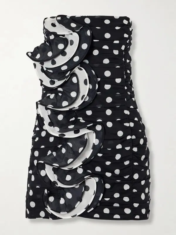 Charo Ruiz Ibiza Rocio Polka Dot Ruffled Mini Dress - Black
