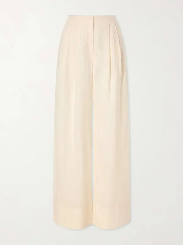 ANDRES OTALORA Ancestra Pleated Linen Wide-leg Pants - Ivory