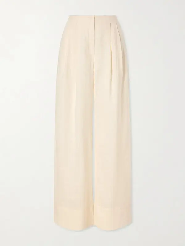 ANDRES OTALORA Ancestra Pleated Linen Wide-leg Pants - Neutrals