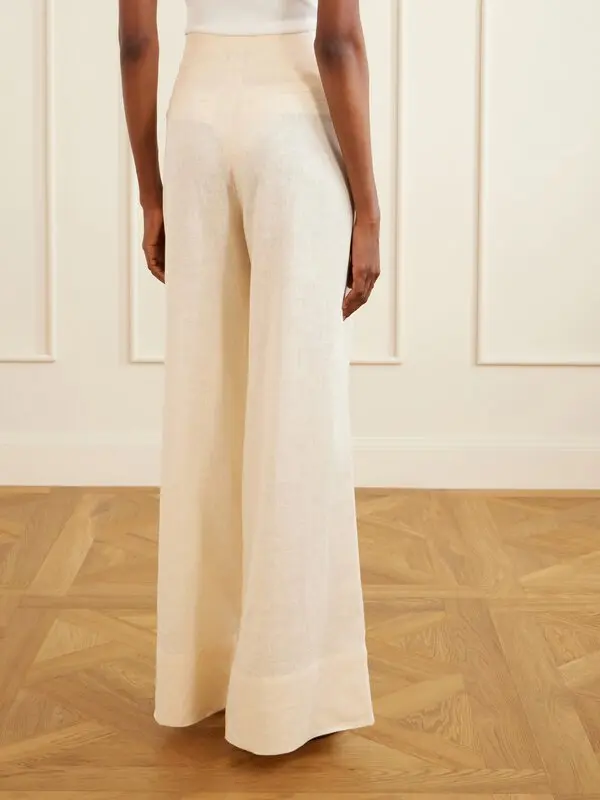 ANDRES OTALORA Ancestra Pleated Linen Wide-leg Pants