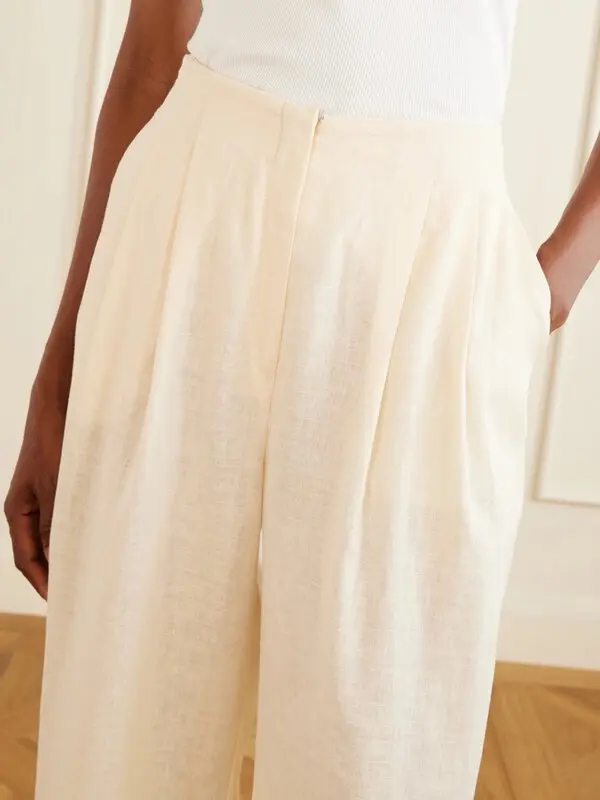 ANDRES OTALORA Ancestra Pleated Linen Wide-leg Pants