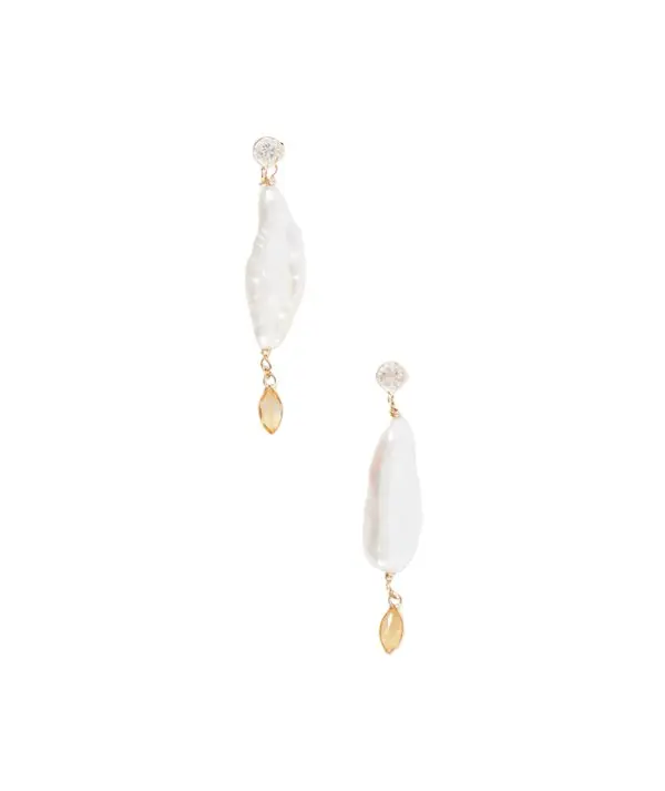 LOREN STEWART 14kt Citrine, Sapphire And Pearl Drop Earrings - Gold