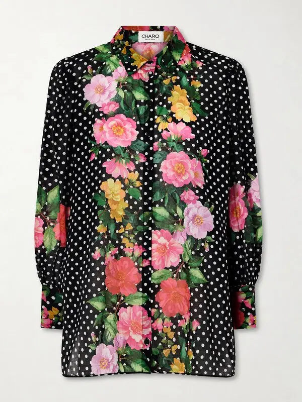 Charo Ruiz Ibiza Ronda" Printed Cotton-blend Voile Blouse - Blue
