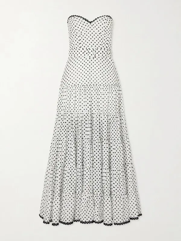 Charo Ruiz Ibiza Jimena Belted Tiered Polka-dot Maxi Dress - White