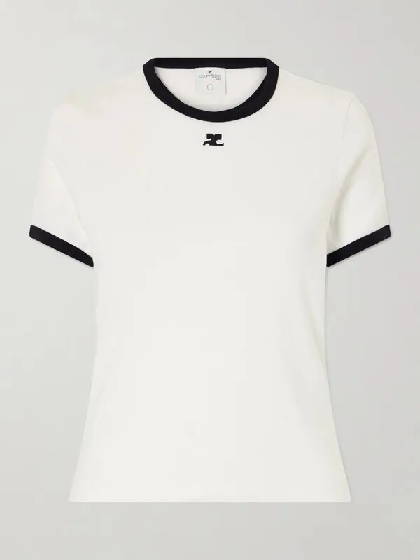 COURREGES Cotton-jersey T-shirt - White