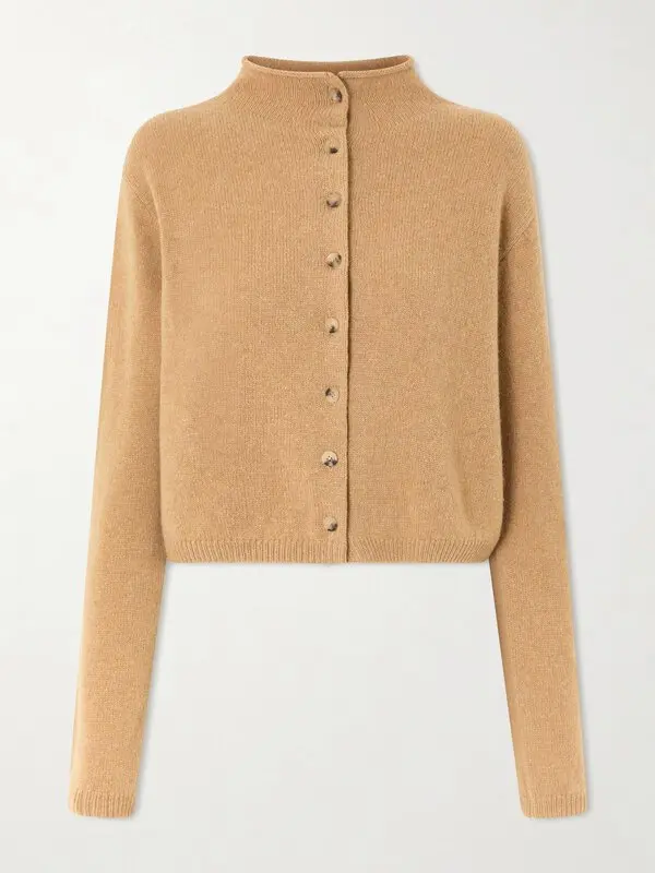 Khaite Annora Merino Wool And Cashmere-blend Cardigan - Neutrals