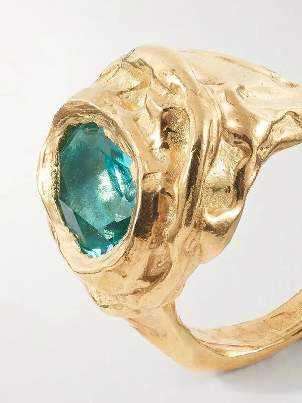 SIMUERO 18kt -plated Sterling Silver And Aquamarine Glass Ring