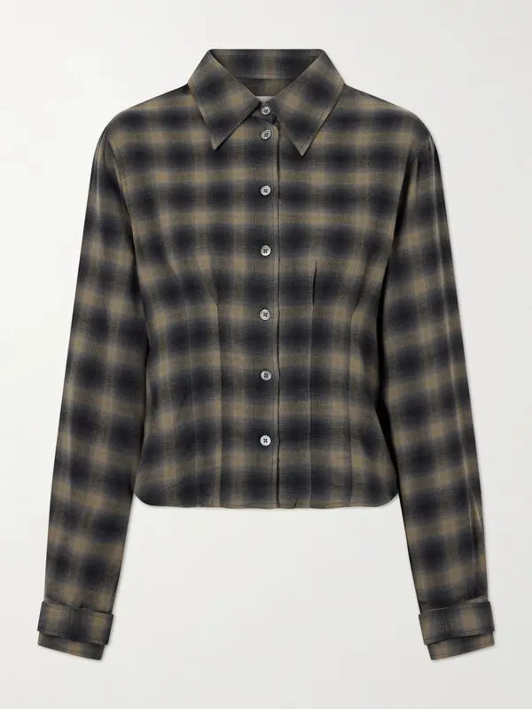 Our Legacy Envelop Checked Cotton And Wool-blend Shirt - Gray