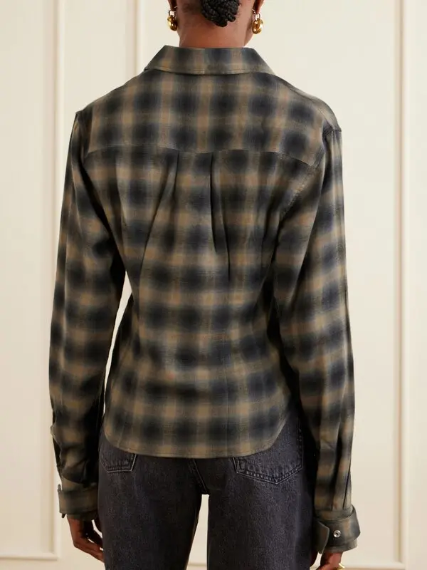 Our Legacy Envelop Checked Cotton And Wool-blend Shirt - Gray