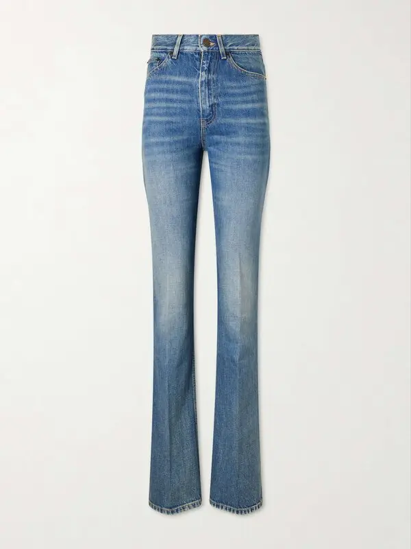 Saint Laurent New Clyde High-waisted Straight-leg Pants - Blue