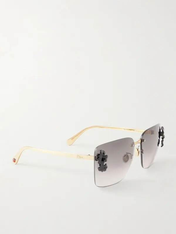 Dior Tone Clover Square Frame Sunglasses - Gold