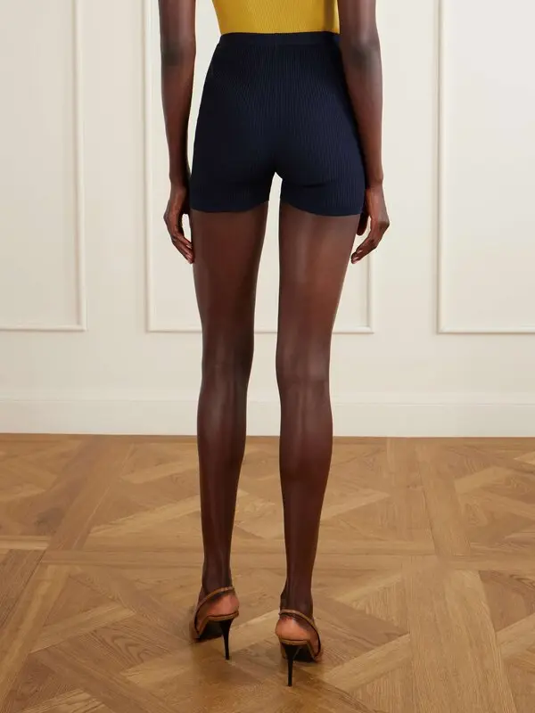 Saint Laurent Logo-embellished Ribbed Stretch-jersey Shorts