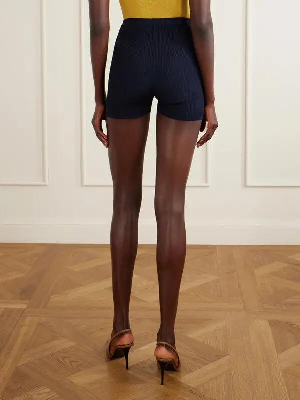 Saint Laurent Ribbed Stretch-jersey Logo Embellished Shorts