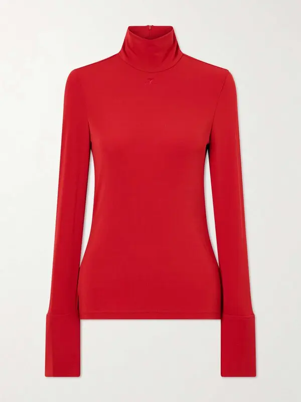 COURREGES Jersey Rollneck Top - Red