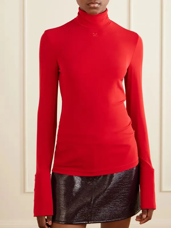 COURREGES Jersey Rollneck Top