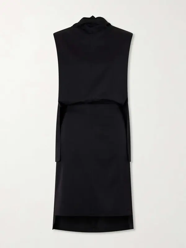 Brandon Maxwell The Noa Gathered Wool-twill Turtleneck Mini Dress