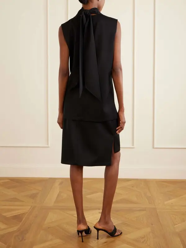 Brandon Maxwell The Noa Gathered Wool-twill Turtleneck Mini Dress