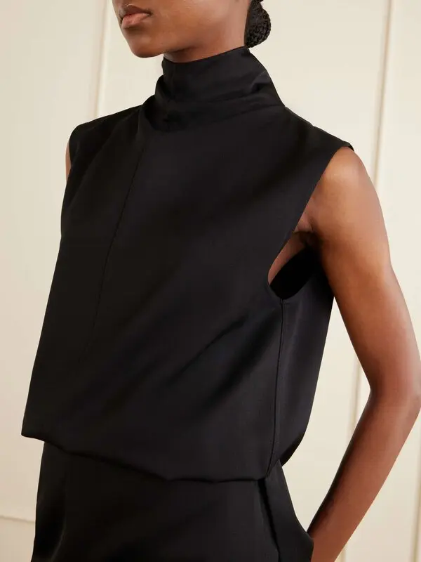 Brandon Maxwell The Noa Gathered Wool-twill Turtleneck Mini Dress