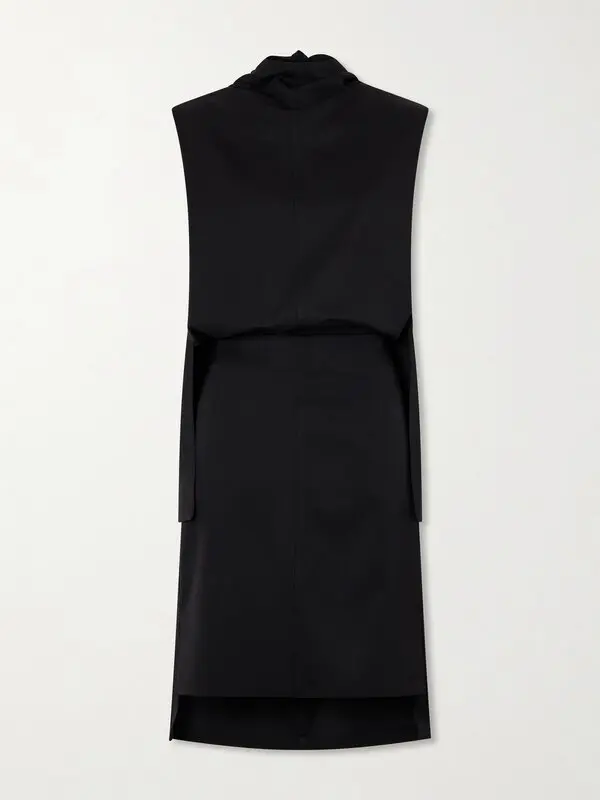 Brandon Maxwell Noa Gathered Wool-twill Turtleneck Mini Dress - Black