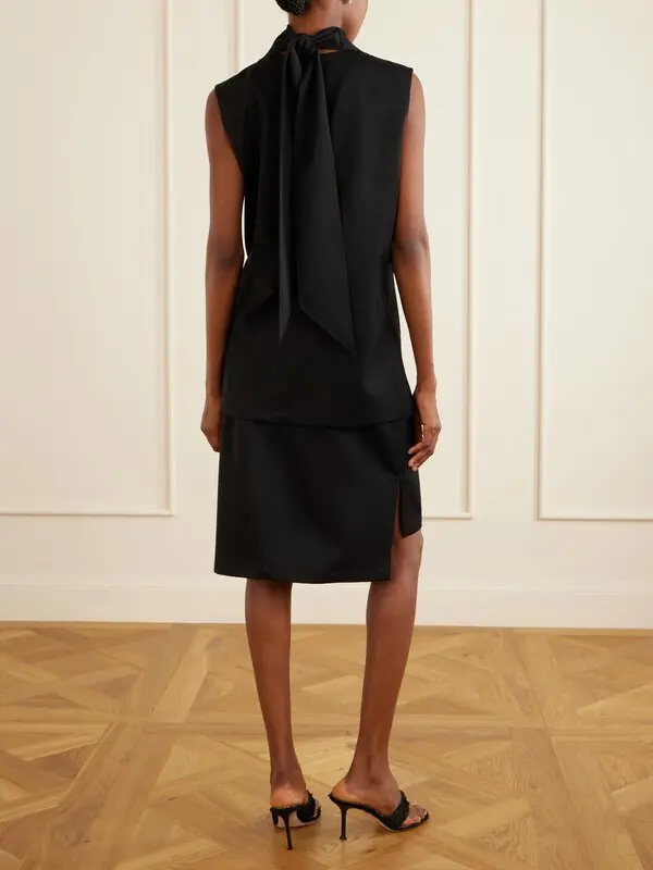 Brandon Maxwell Noa Gathered Wool-twill Turtleneck Mini Dress
