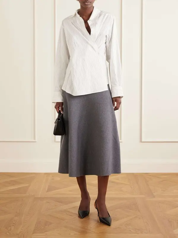 Brandon Maxwell The Miller Wool-felt Midi Skirt