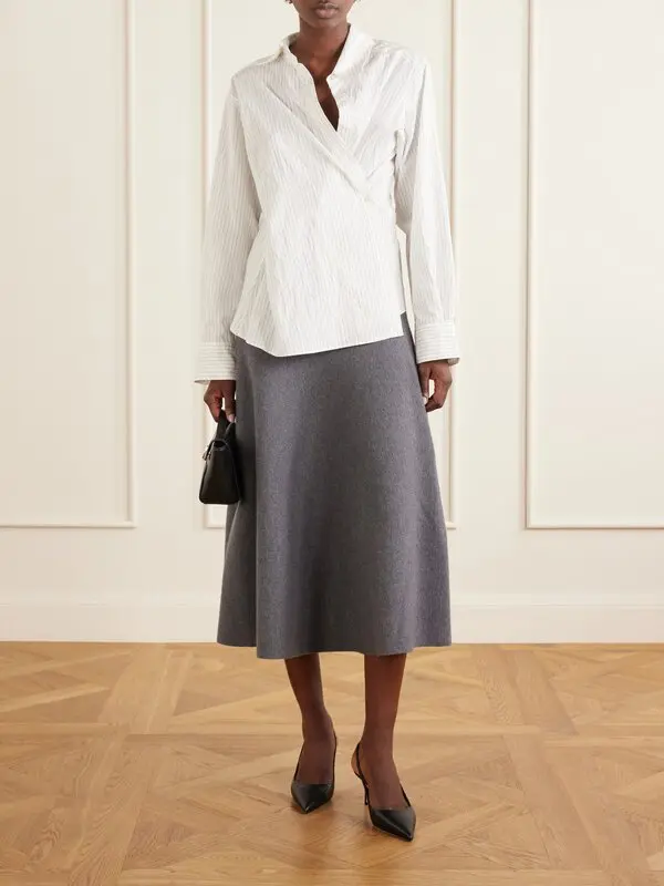 Brandon Maxwell Miller Wool Midi Skirt