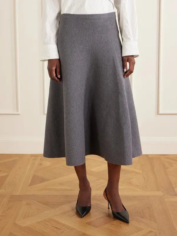 Brandon Maxwell Miller Wool Midi Skirt