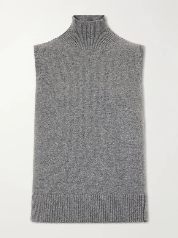 Brandon Maxwell Bruno Wool And Cashmere-blend Turtleneck Tank - Gray