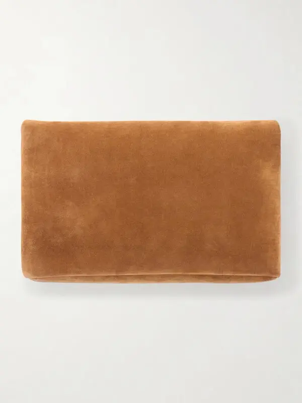Saint Laurent Cassandre Suede Clutch - Brown