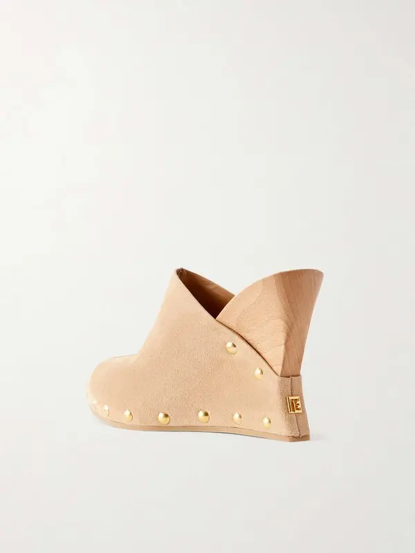 Balmain Suede Wedge Clogs