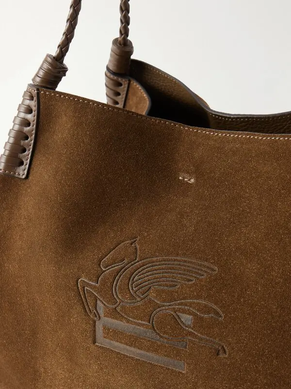 Etro Libra Suede Tote With Leather Trim