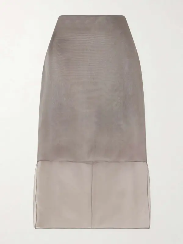 Brandon Maxwell The Brett Silk-organza Midi Skirt - Gray